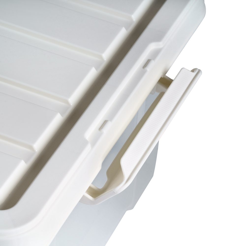 K & A Clip Plastic Storage Box with White Handle XXL 90L Heavy Duty ...