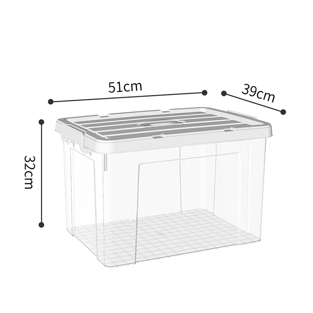 K & A Clip Plastic Storage Box with White Handle Large 45L Heavy Duty ...