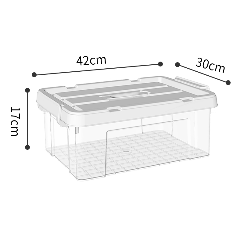 K & A Clip Plastic Storage Box with White Handle XS 15L Heavy Duty ...