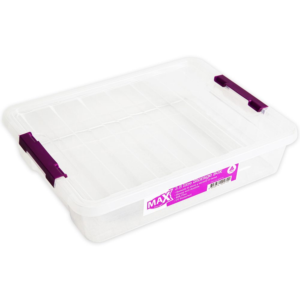 Max 3.8L Plastic Storage Box With Purple Clips (Minimum order quantity ...