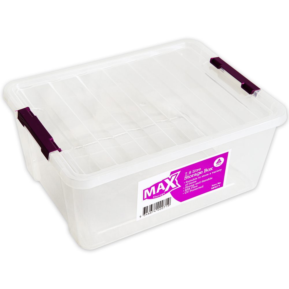 Max 7.9L Plastic Storage Box With Purple Clips (Minimum order quantity ...